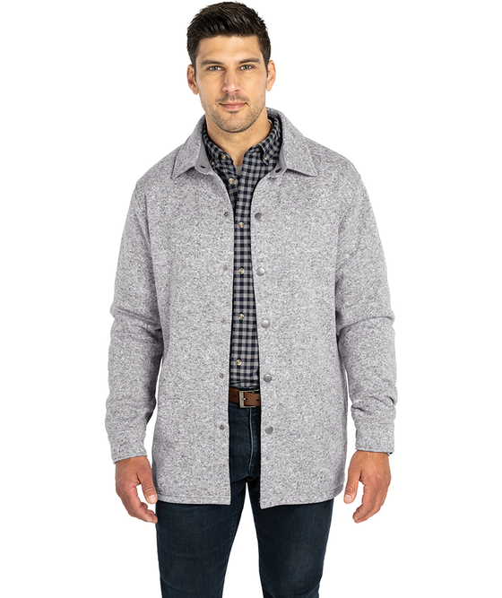 Heathered Fleece Snap Shacket | Charles River Apparel