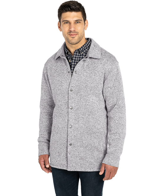 Heathered Fleece Snap Shacket | Charles River Apparel
